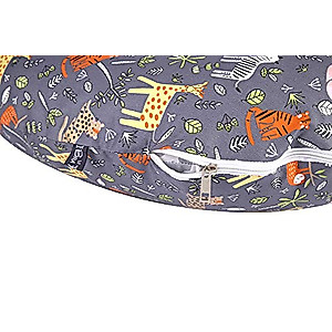 IBraFashion Removable Cover for Newborn Lounger Fits Infant Lounger Pillow 100% Soft Cotton Jungle Animals Grey