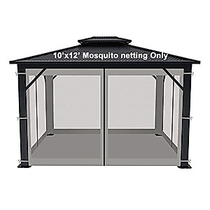 Replacement Universal Gazebo Netting 4 Panels with Zipper for Garden Patio Yard, ONLY Netting (10‘x12’, Grey)