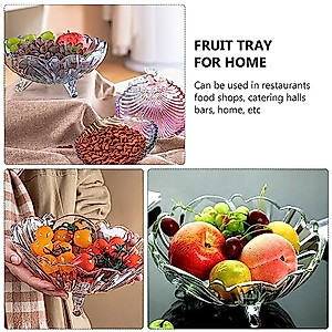 Luxshiny Food Containers Glass Salad Bowl Transparent Footed Dessert Bowl Vintage Flower Embossed Ice Cream Bowl European Style Trifle Bowl Candy Cake Bowl for Home Wedding Party 950ml