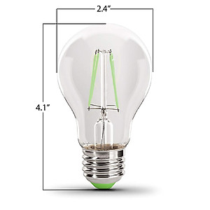 Feit Electric A19/TB/LED/6 25W Equivalent Dimmable Clear Glass Filament Colored LED Light Bulbs, Blue, 6-Pack, 2.4" D x 4" H