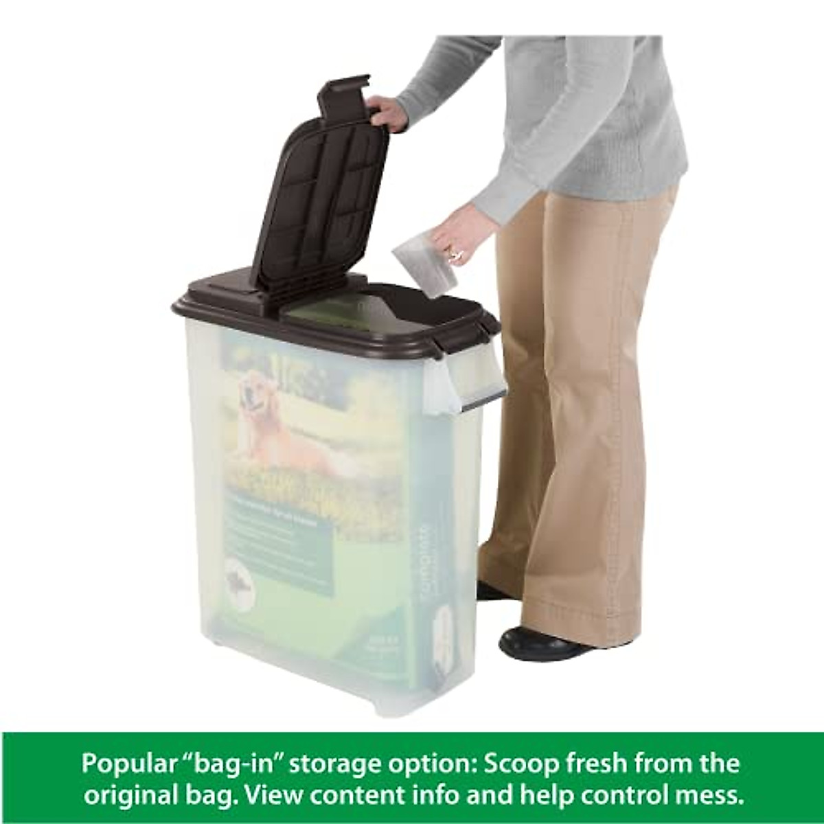 Buddeez Airtight Pet Food Storage Container - 50 QT/50 LB Capacity Dog Food Storage Container, Cat Food Container, Bird Seed Storage Container, Rolling Storage Bin, Air Tight with Handle & Scoop