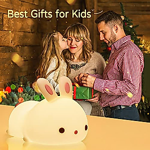 Mubarek Bunny Night Light for Kids, Remote Timer Kids Night Light Baby Night Light, 16 Color Changing Cute Night Light Lamp, Rechargeable Silicone Cute Stuff Nursery Lamp, Night Lights for Kids Room