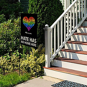 YongColer LGBT Pride Garden Flag, Hate Has No Home Here Yard Sign, Small Yard Flag 12.5x18.5 Inches