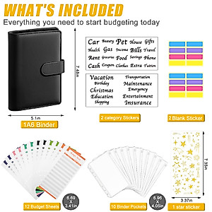Budget Binder, A6 Binder, Money Organizer for Cash, Cash Envelopes for Budgeting, Budget Binder with Cash Envelopes, Budget Binder with Zipper Envelopes (Black)