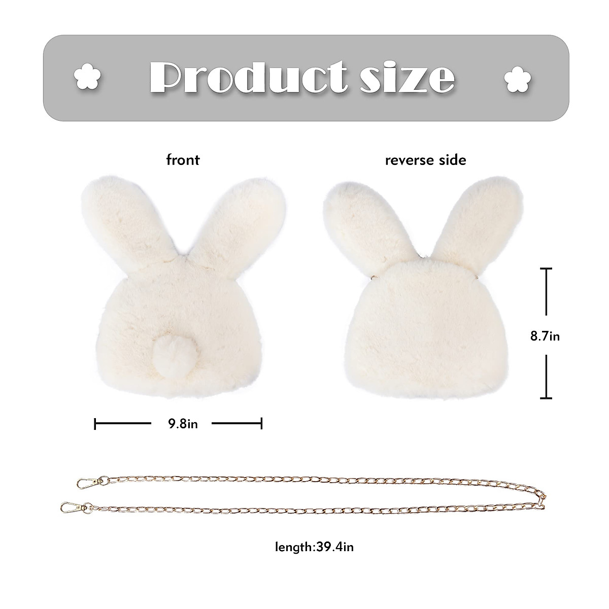 TANOSII Fuzzy Rabbit Bag Faux Fur Fluffy Handbag Furry Evening Bag Crossbody Bag for Women White