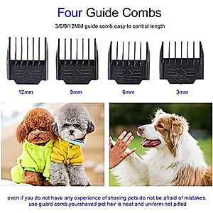Hansprou Dog Shaver Clippers High Power Dog Clipper for Thick Heavy Coats Low Noise Plug-in Pet Trimmer Pet Professional Grooming Clippers with Guard Combs Brush for Dogs Cats and Other Animals