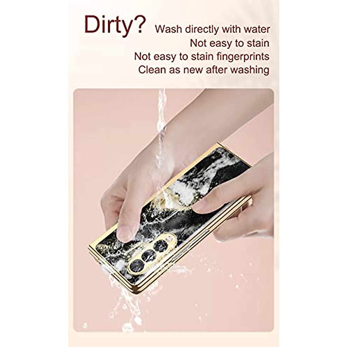 SHIEID Samsung Z Fold 4 Case, Z Fold 4 Case Ultra-Thin Tempered Glass Phone Case Protective Cover for Samsung Galaxy Z Fold 4 5G Fashion Electroplated PC Back Cover, Marble-3