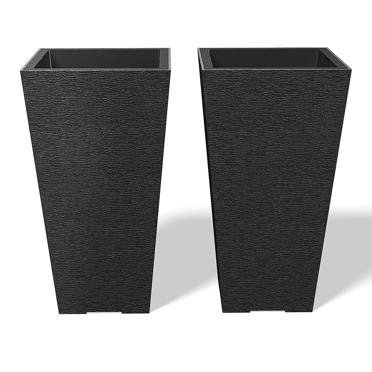 Kante 22 Inch Tall Planter Set of 2, Large Taper Planter for Outdoor Indoor Garden Patio Front Door (Black)