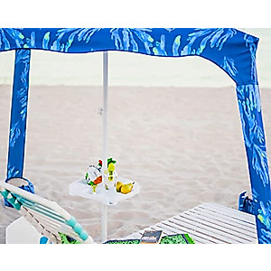 AMMSUN 17" Beach Umbrella Table Tray with 4 Cup Holders, 4 Snack Compartments for Beach, Patio, Garden, Swimming Pool 17 Inch, White