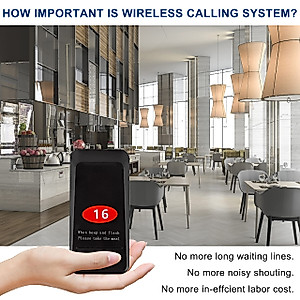 Hanchen Restaurant Pager System Social Distancing Buzzer Wireless Calling System Max 999 Nursery Pager Set Vibration 16 Waiting Buzzers for Church Clinic Food Truck Hospital (Wine red)
