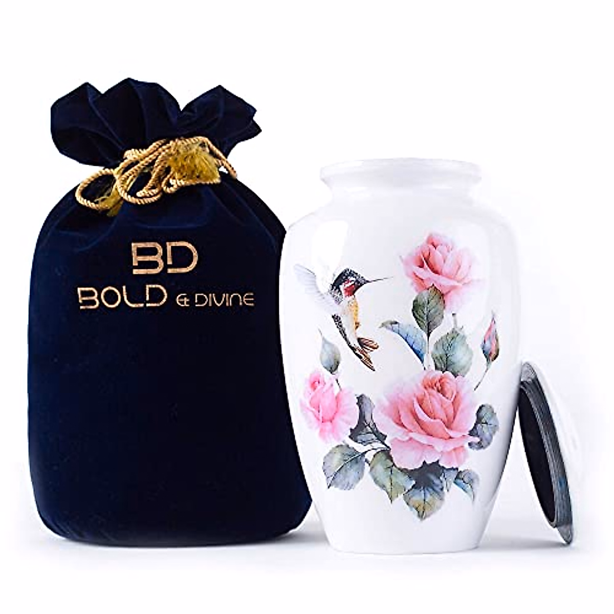 BOLD & DIVINE Adult Hummingbird Cremation Urn | Human Ashes Adult Memorial urn, Burial, Funeral Cremation Urns | 200 Cubic Inches (Large Adult)