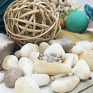 Dazzlingrock Collection 0.15 Carat (Cttw) Round White Diamond Men And Women's Micropave Engagement Ring Trio Ring Set, Sterling Silver