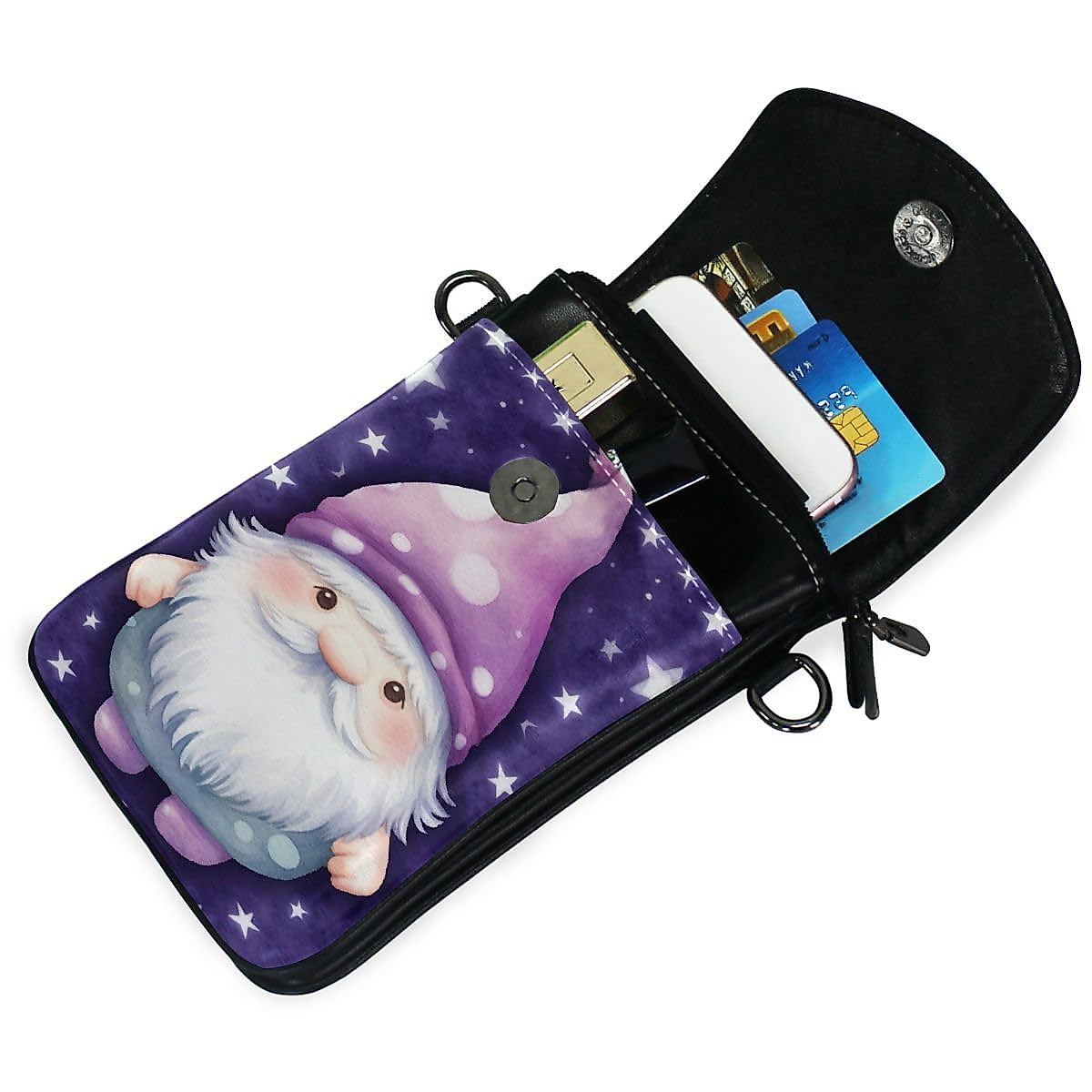Cute Gnomes Crossbody Phone Purse Small Mini shoulder Bag Cell Phone Pouch Leather Wallet for Women Girls