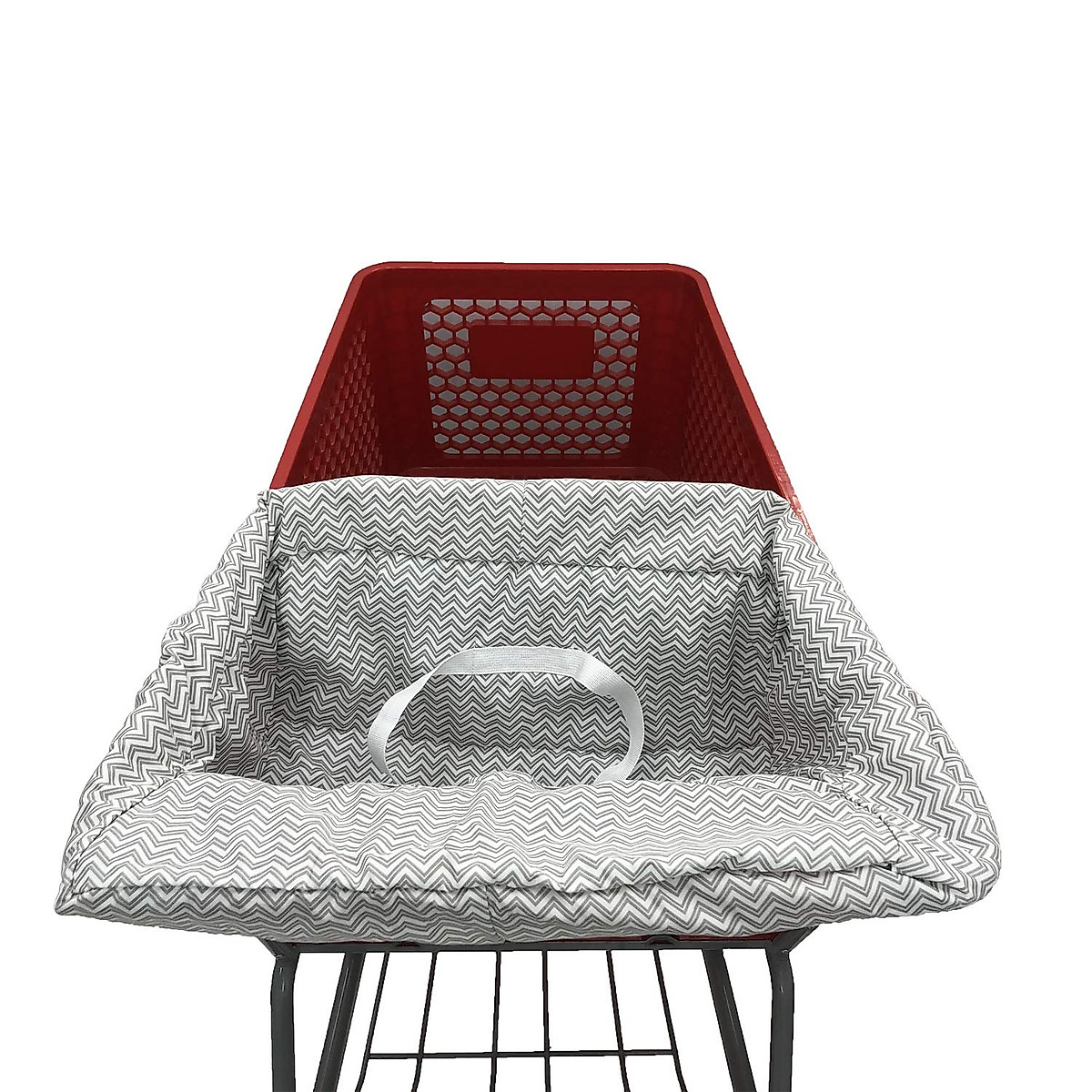 Portable Shopping Cart Cover, High Chair and Grocery Cart Covers for Babies, Kids, Infants & Toddlers, Attached Carry Bag (Gray Chevron)