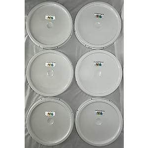 CHEMSTREAM White Reusable Solid Lid for 3.5, 5, 6 & 7 Gallon Buckets |BPA Free |Food Grade | High Density Polyethylene (HDPE) |Tamper Evident Tear Strip | 6 Pack