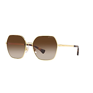 Ralph by Ralph Lauren Women's RA4138 Square Sunglasses, Shiny Gold/Gradient Brown, 58 mm