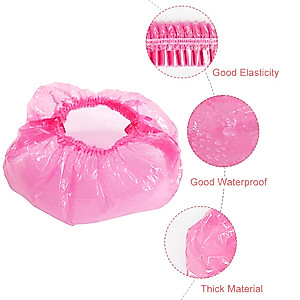 Shintop Disposable Shower Caps for Women,100 Packs Hair Caps Individually Wrapped with Large Elastic Bath Cap for Home, Hotel, Hair Salon and Spa (Pink)