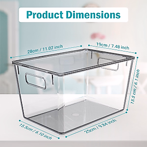YAN & HIN 12pcs/ Set Clear Large Storage Bins with Lids, Versatile Pantry Storage Solution - Transparent, Stackable, and Durable for Organized Home and Office (11 "L x 7.5" W x 6 "H)