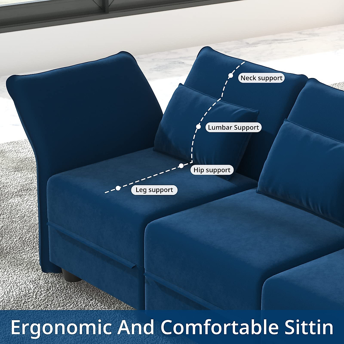 LLappuil Modular Sectional Storage Couch Ottoman Seats，Storage Ottoman Footrest Modules and Seat Cube Grey