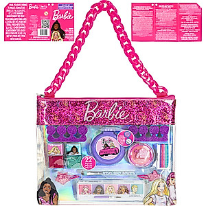 Barbie - Townley Girl- 11 Pcs Makeup Filled Sling Chain Bag with Peel- Off Nail Polish, Eyeshadow, Hair Accessories, Body Glitter & More| Makeup Kit for Kids & Girls| Ages 3, BB0137GB