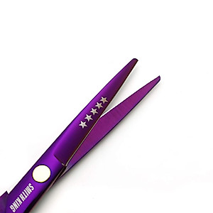 5.5 Inches Hair Cutting Scissors Set with Razor Combs Lether Scissors Case,Hair Cutting Shears Hair Thinning Shears for Personal and Professional (Voilet)