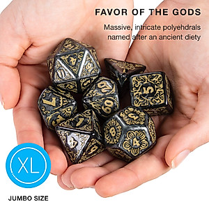 Wiz Dice Titan Dice - Polyhedral Large Dice Set for Tabletop RPG Adventure Games with a Wooden Dice Box - DND Jumbo Dice Set, Suitable for Dungeons and Dragons Dungeon Master