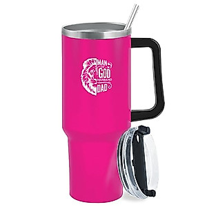 liabiliies 40 oz Tumbler with Handle and Straw Man of God Husband Dad papa Tumbler Personalized Tumblers with Lid and Straw Insulated Tumbler Stainless Steel Tumblers Funny Gifts for Women
