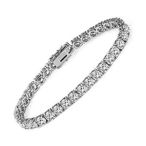 MDFUN 14k White Gold Plated 4.0 Cubic Zirconia Tennis Bracelet for Women and men（7.5" tennis bracelet）
