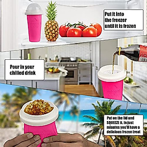 GRETA COMMERCE Slushy Maker Cup Portable and Double Layer Ice Cream Maker Slushie Magic Cup for DIY Drinks Milk Shake