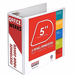 3 Ring Binder, Professional D Ring Binder 5 Inch, Presentation Folder for Pages 8.5 x 11 With Pockets, Clear View White Binder