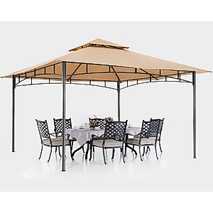 ABCCANOPY Gazebos for Patios 10x12 - Outdoor Steel Frame Gazebo for Lawn Backyard Garden Deck (Beige)
