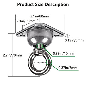 Dakzhou Heavy Duty swing Hanger of round shape (1 Hanger + Installation Accessories), 360° Rotation +30° Swing Device, sandbag, Yoga, air Dance, Rotary tire, Rotary Pendulum and Other Items
