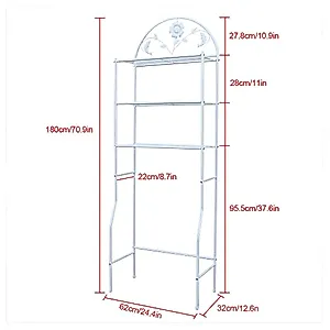 Xuthusman Over The Toilet Storage Rack 3 Tier Space Saver Rack Metal Bathroom Shelf Organizer White 70.9 * 24.4 * 12.6in (White)