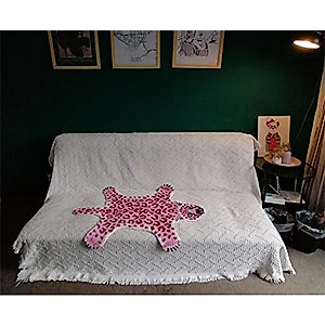 Pink Leopard Print Area Rug Faux Cowhide Cheetah Fur Skin Carpet Non-Slip Animal Printed Area Rug Throw Rugs Floor Carpet for Door Mat Bedrooms Room Decor (3.3x2.95Ft, Pink Leopard)