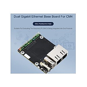 Mini Dual Gigabit Ethernet Base Board Compatible with Raspberry Pi Compute Module 4 CM4/4 Lite, Dual Gigabit Ethernet Ports,1xUSB 2.0 Port,1x40PIN GPIO Header,5V, Type-C Interface