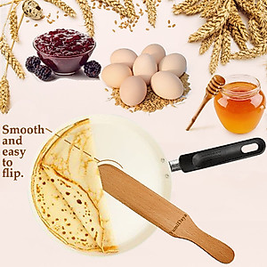 YumiDaya Crepe Spreader and Crepe Spatula Turner Set,Convenient Sizes to Fit Any Crepe Pan Maker - 100% Natural Wooden Crepe Spatula Set for Crepe Tools