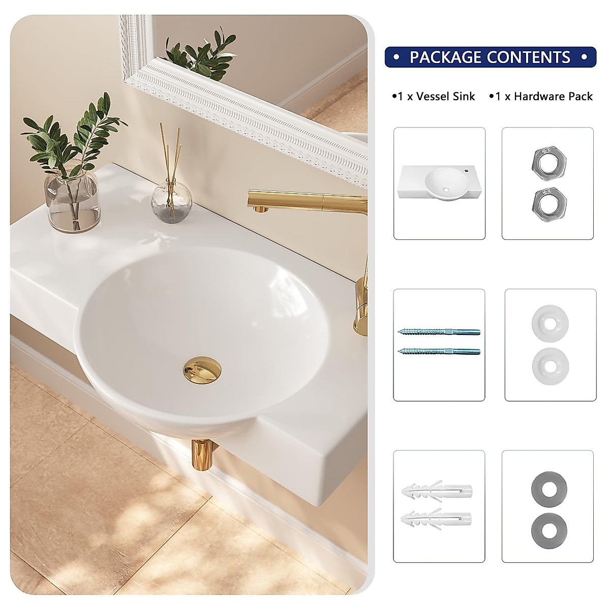 DeerValley Wall Mount Sink,30"x18" Bathroom Vessel Sink,White Ceramic Bathroom Sink,Wall Hung Sink with Right Side Faucet Mount