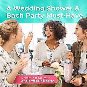 SassyCups Bride Tumbler Cup | Vacuum Insulated Stainless Steel Drink Cup with Straw for Bride to Be | Engagement Glass | Newly Engaged Travel Mug | Future Mrs Bachelorette Cup (22 Ounce, White)