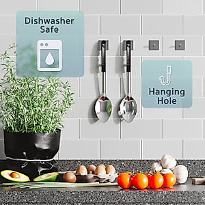 3 Pcs Large Slotted Spoons Stainless Steel, Cooking Spoons, Slotted Spoons for Cooking, 13 inches Metal Slotted Spoons, Slotted Serving Spoons, Kitchen Spoons Set with Coated Handle