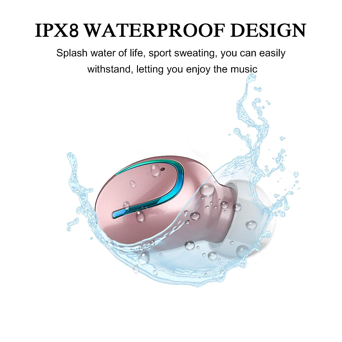 Mini Wireless Earbuds, Bluetooth Earphones in Ear with Wireless Charging Case, IPX7 Waterproof Wireless Mini TWS Mic Hi-Fi Stereo Sport Headphones for iPhone/Samsung/Android(Rose Gold)