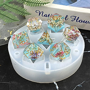 RESINWORLD 7 Piece Sharp Edge Polyhedral Dice Mold, DND Dice Resin Molds for Board Games, Silicone Molds for Resin Dice Making