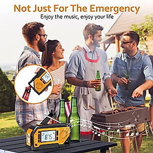 Emergency Weather Alert Radio with 2000mAh Emergency Phone Charge, Solar Hand Crank Radio with Earphone Jack, Battery Operated, SOS Alarm, LED Flashlight, Portable Survival Radio for Emergency