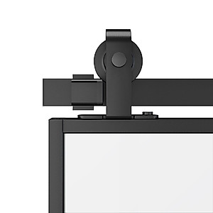 BARNSMITH 36in x 84in Aluminum Glass Barn Door and 6FT Hardware Included,Frosted Tempered Glass Barn Door,Easy Assembly