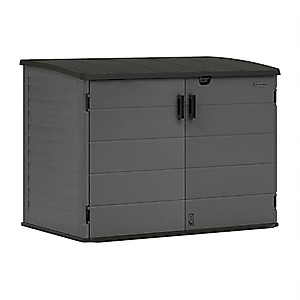 Suncast Stow-Away Horizontal Storage Shed for Yard Storage, All-Weather Outdoor Storage Shed with 2 Lockable Doors, 70.5" W x 44.25" D x 52" H, Peppercorn