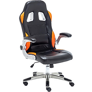 BTEXPERT Home Office Swivel Adjusable Black Orange Executive Gaming Chair