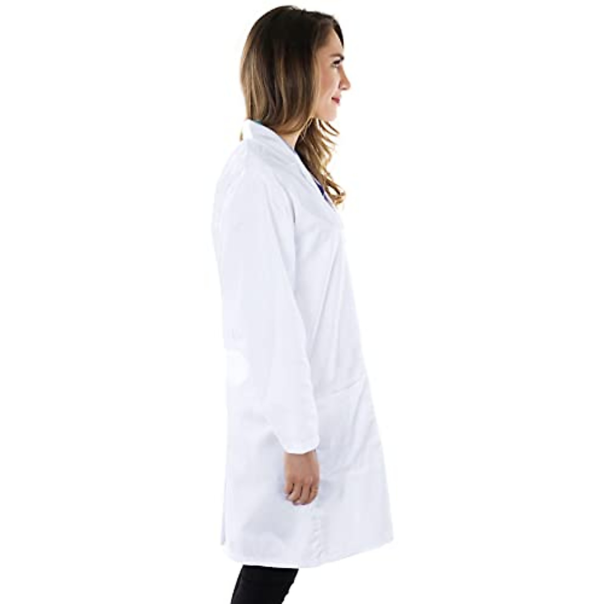 NY Threads Professional Lab Coat for Women, Full Sleeve Cotton Blend Long Medical Coat (White, Small)
