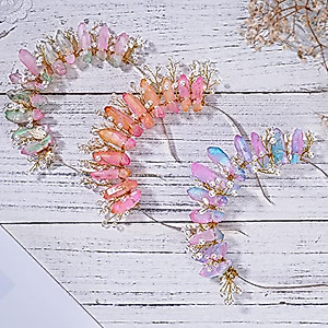 COSUCOS Raw Quartz Crystal Crown - Mermaid Crown Fairy Pink Headwear Goddess Headpiece Handmade Tiara Women Headband for Women Wedding Birthday Party Photography Costume Renaissance Faire