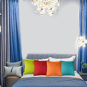 yeabwps Pack of 4 Decorative Outdoor Waterproof Throw Pillow Covers Square Garden Cushion Cases for Patio, Couch, Tent and Sofa, 18 x 18 Inches, (Yellow, Red, Orange, Blue-Green)