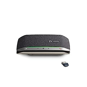 Poly Sync 20+ Personal Portable Bluetooth Smart Speakerphone (Plantronics) - USB-A UC Bluetooth Adapter - Connect Wirelessly to PC/Mac/Cell Phone - Works w/Teams, Zoom, & More - Amazon Exclusive