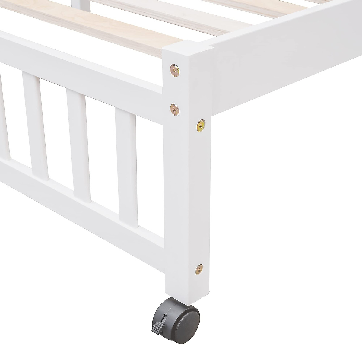 Bellemave Twin Over Full Bunk Bed with Storage 6 Drawers Cabinet and 3 Shelves Bookcase Wood Loft Beds Frame Size Platform Wheels Mordern Bunked for Kids Boys Girls Teens, White